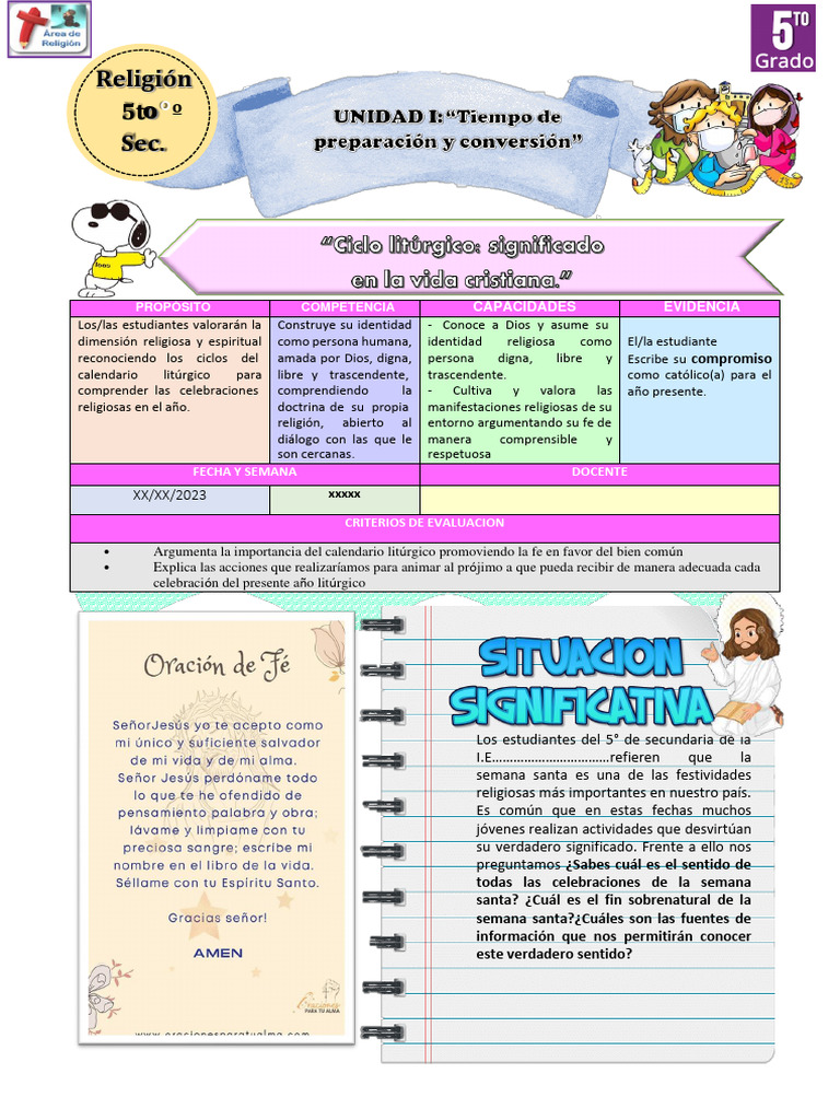 Ficha de Actividad Religion 5to-Semana 1 | Descargar gratis PDF | Pascua de Resurrección | Año ...