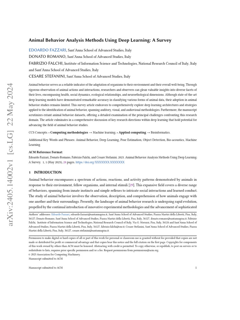 Animal Behavior Analysis Methods Using Deep Learni | PDF | Deep Learning | Methodology