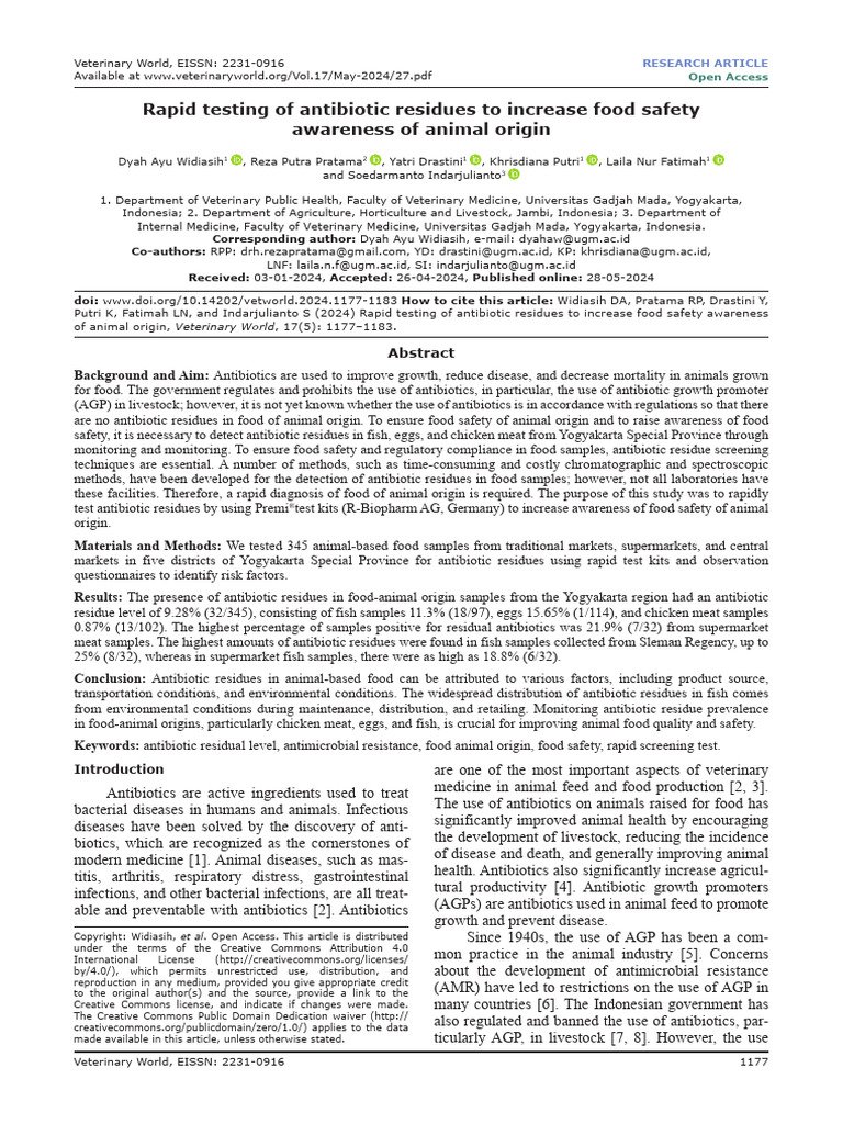 Rapid Testing of Antibiotic Residues To Increase F | PDF ...