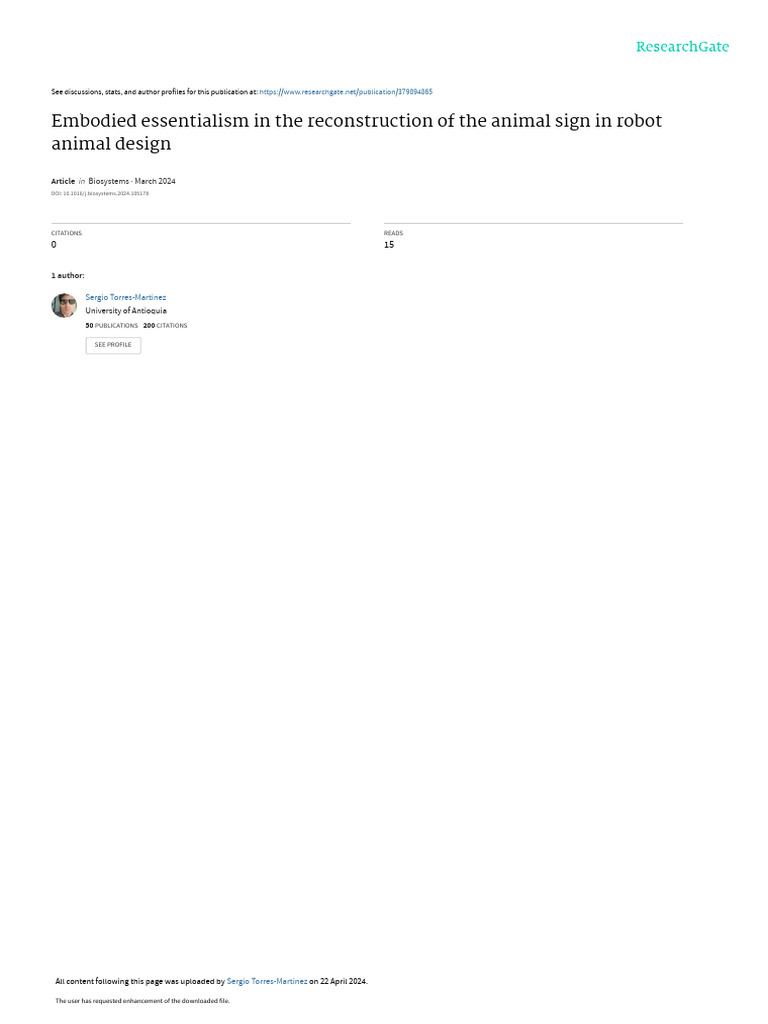Embodied Essentialism in The Reconstruction of The Animal Sign in Robot ... Embodied Essentialism in The Reconstruction of The Animal Sign in Robot ...