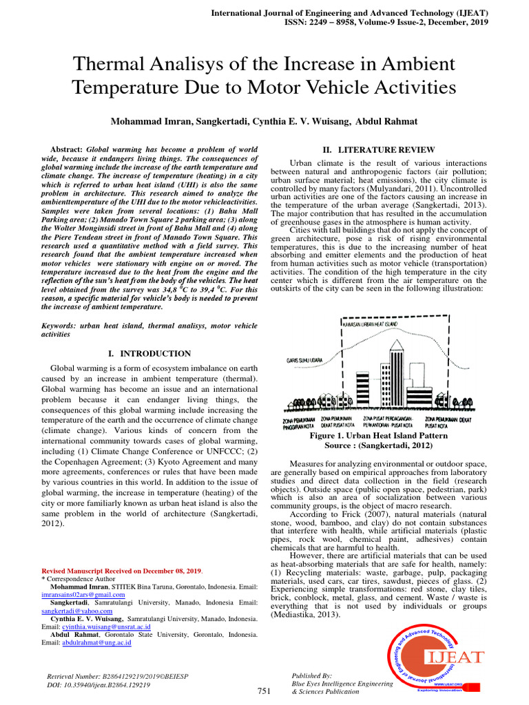 Thermal Analisys of the Increase in Ambient Temperature Due to Motor ...