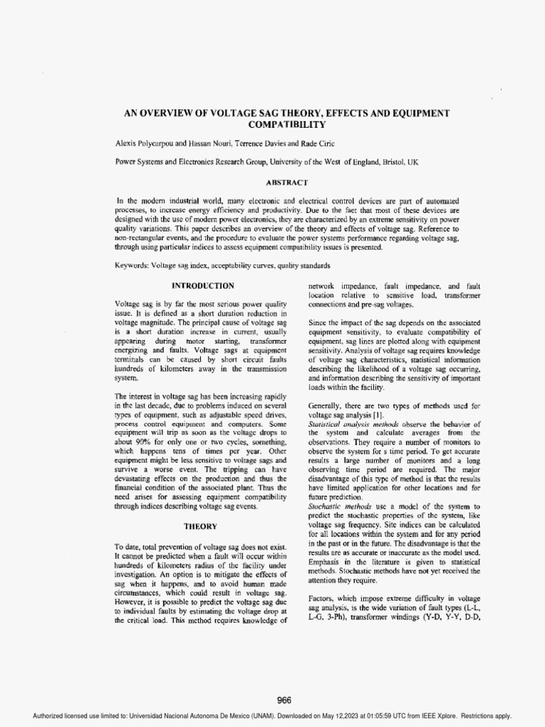 An Overview of Voltage Sag Theory, Effects and Equipment Compatibility ...