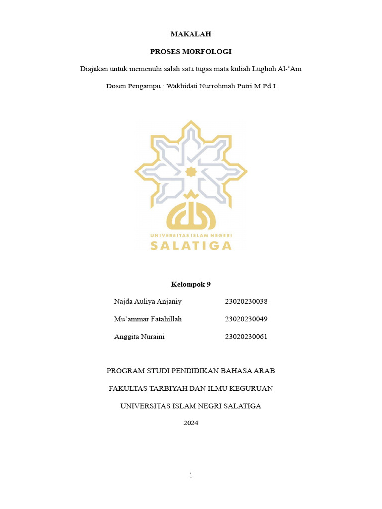 Proses Morfologi Kel. 9 | PDF | Seni & Disiplin Bahasa