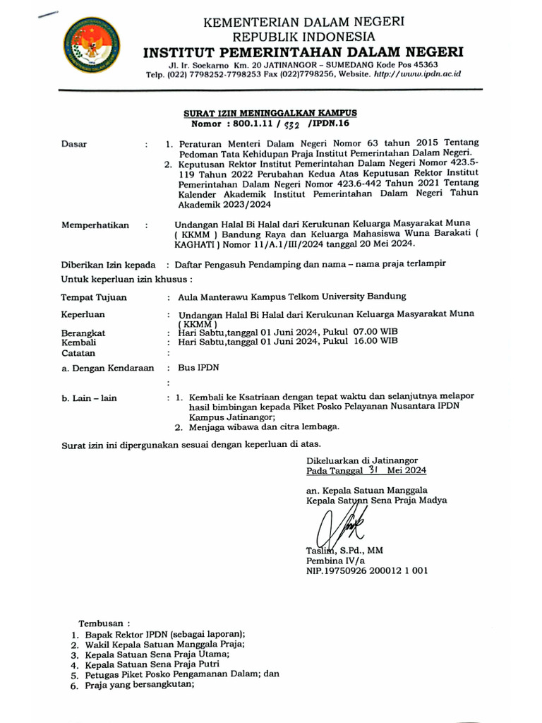 Surat Izin Keluar | PDF