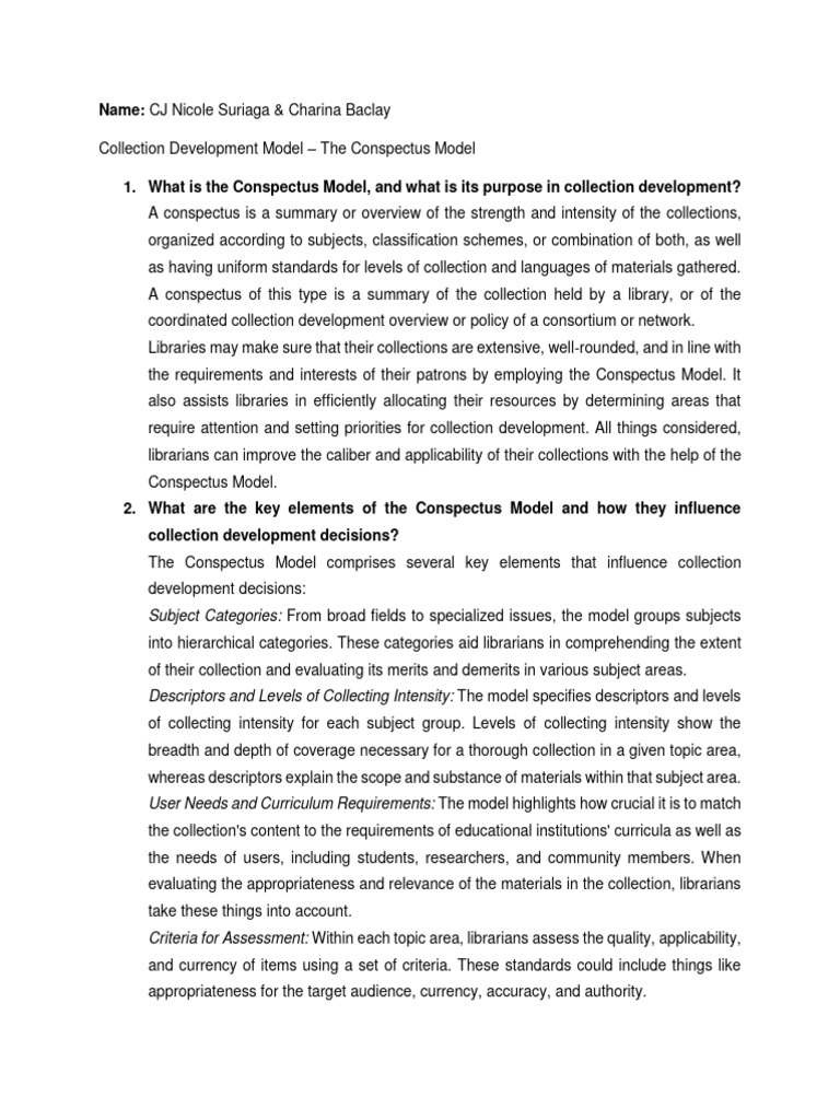 CDP Model-Conspectus Model - Suriaga & Baclay | PDF | Libraries | Science