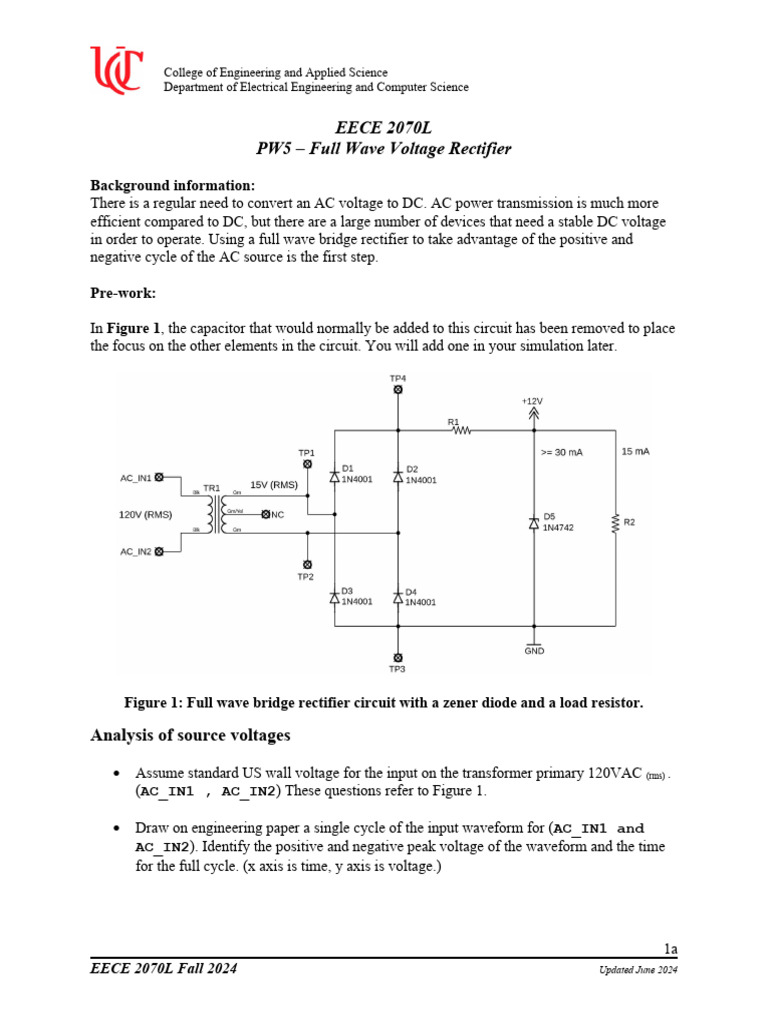 PW5-Full Wave Voltage Rectifier | Download Free PDF | Rectifier | Electrical Network
