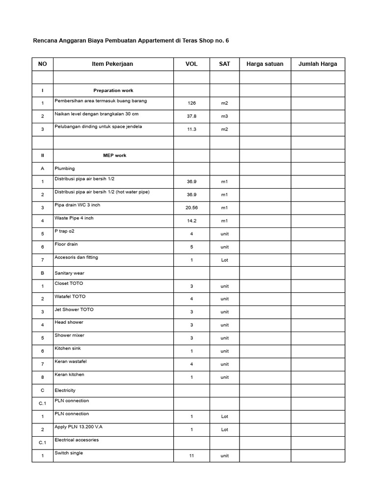 RAB Teras Harga | PDF | Room | Bedroom