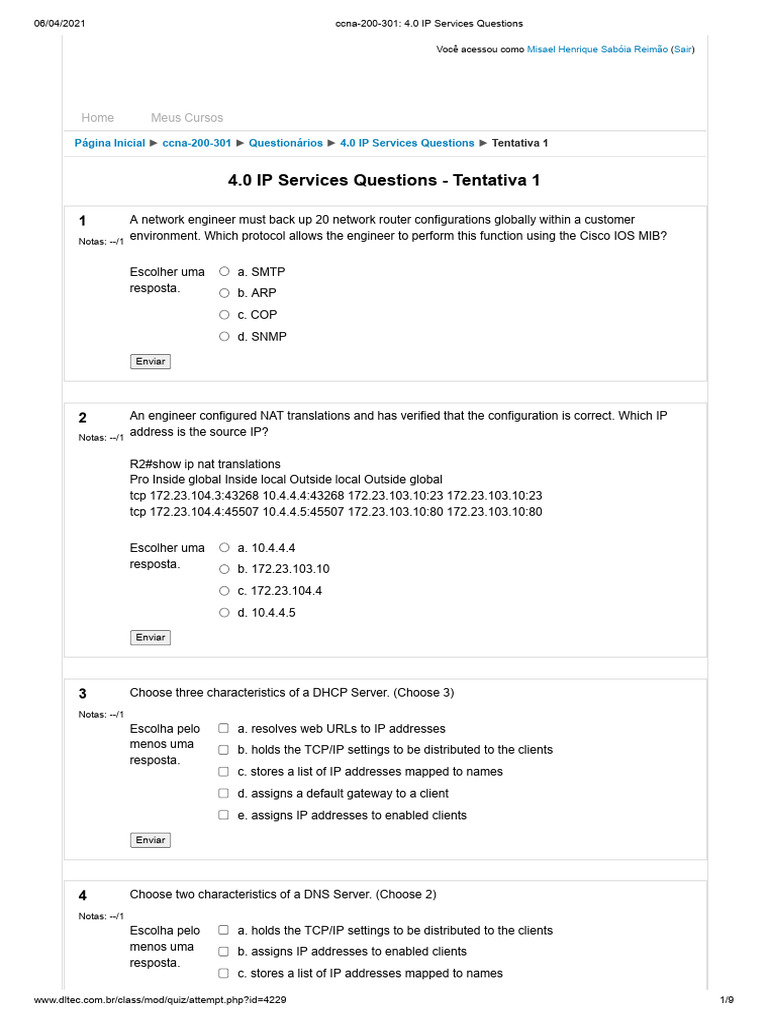 ccna-200-301_ 4.0 IP Services Questions | Download Free PDF | Ip Address | Domain Name System