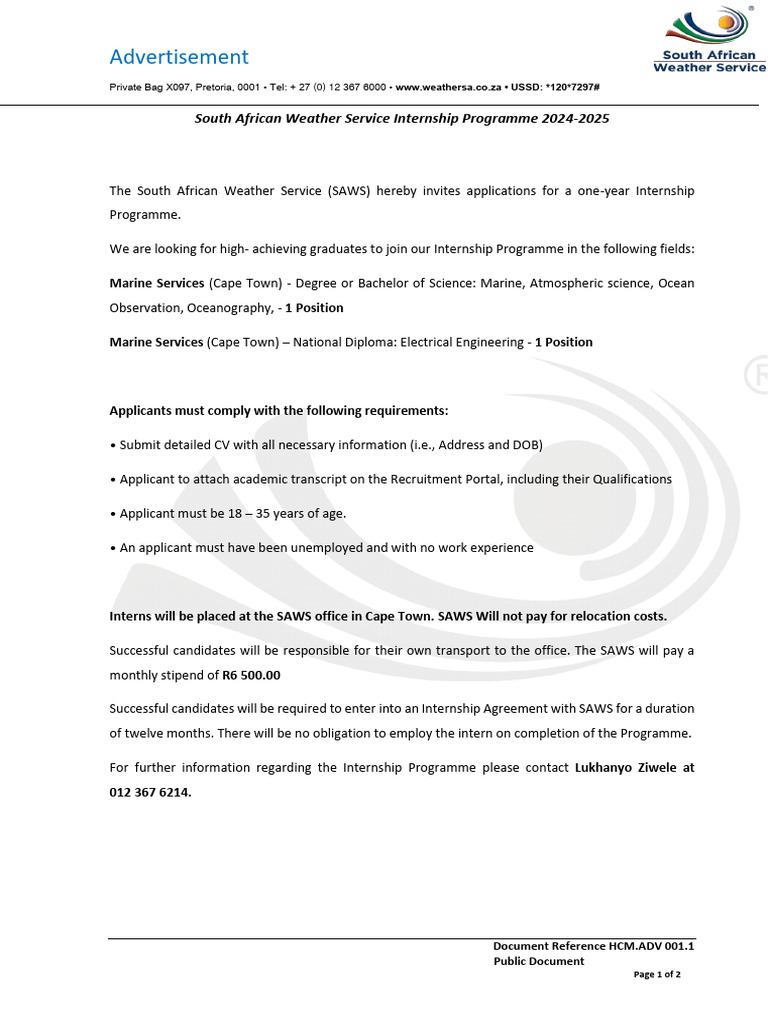 Internship Marine Re Advertisement 30052024203219 | PDF | Internship ...