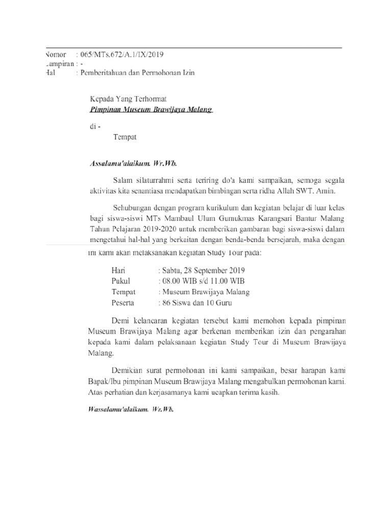 Pemberitahuan Kegiatan Belajar SMP UM | PDF