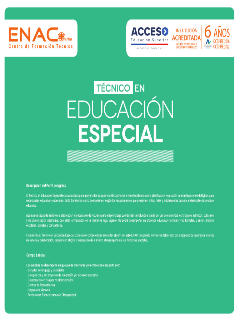 Tecnico en Educación Especial ENAC 2020 2 | PDF
