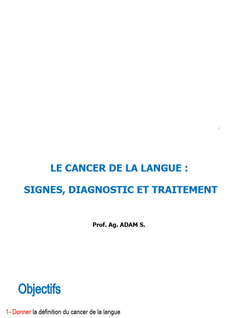 Cancer de La Langue Cours Actualisé | Télécharger gratuitement PDF ...