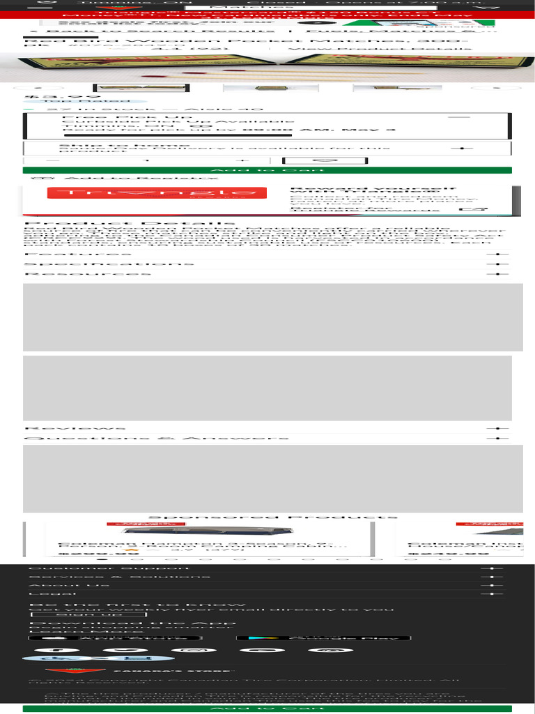 Red Bird Wooden Pocket Matches, 300-Pk Canadian Tire | PDF