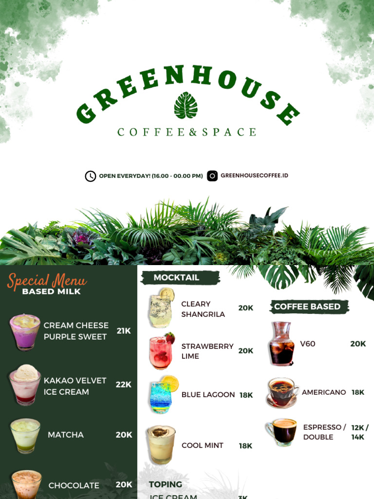 Menu Green House | PDF | Drink | Cuisine