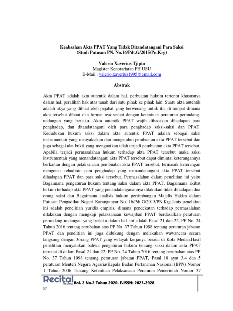 Keabsahan Akta PPAT yg Tdk di TTD Para Saksi | PDF