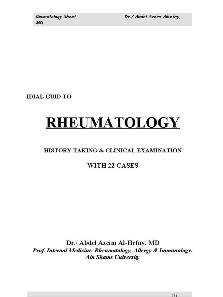 Rheumatology Sheet | PDF | Anatomical Terms Of Motion | Knee