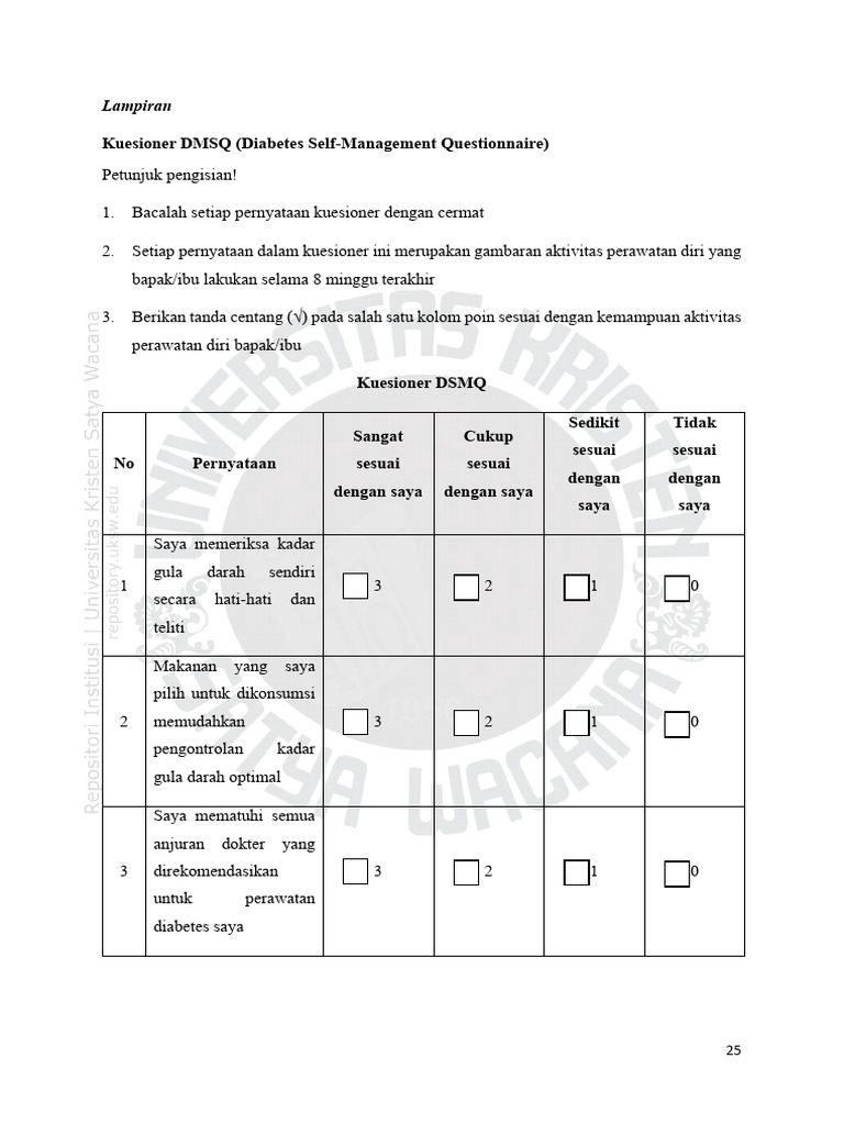 Kuesioner DSMQ DM TIPE 2 | PDF