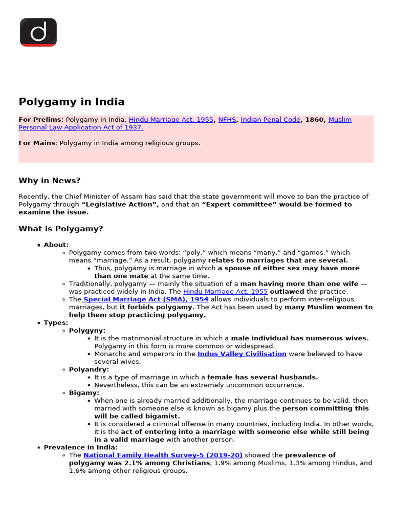 Polygamy in India | PDF | Polygamy | Marriage