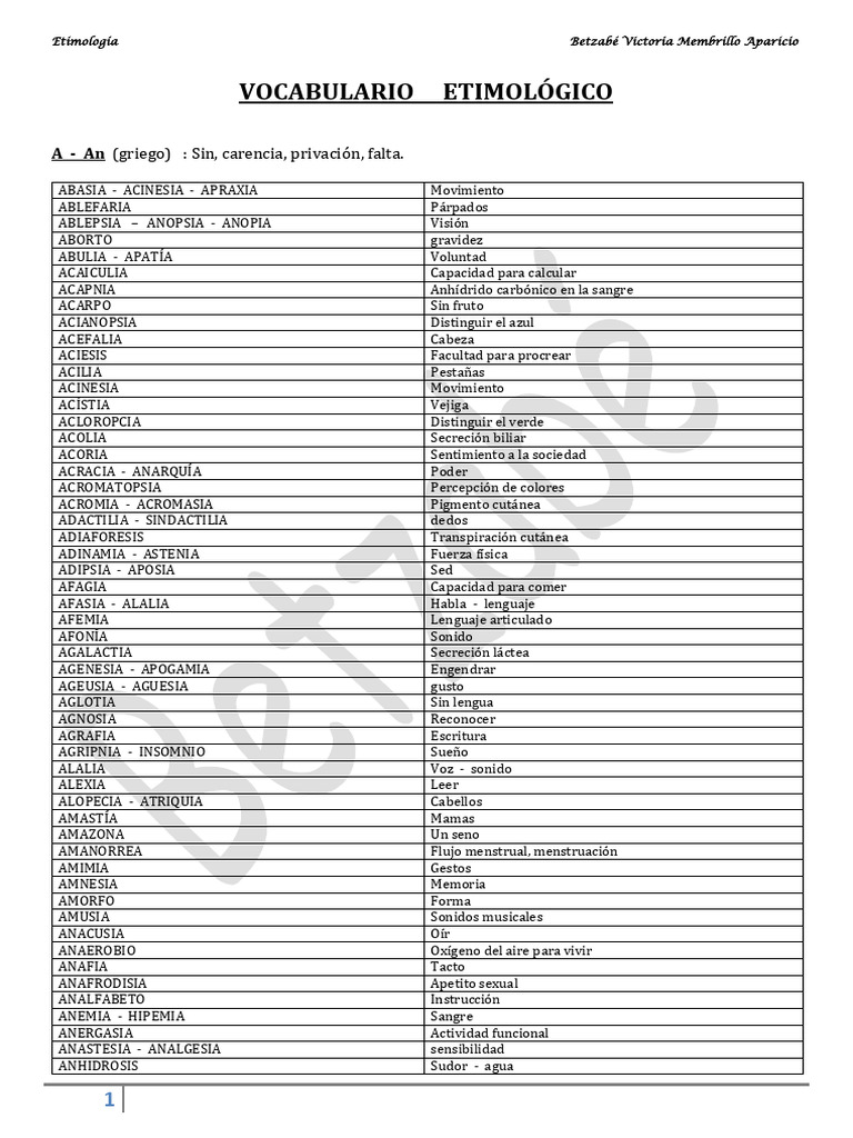 Diccionario Etimológico - Betzabé | PDF