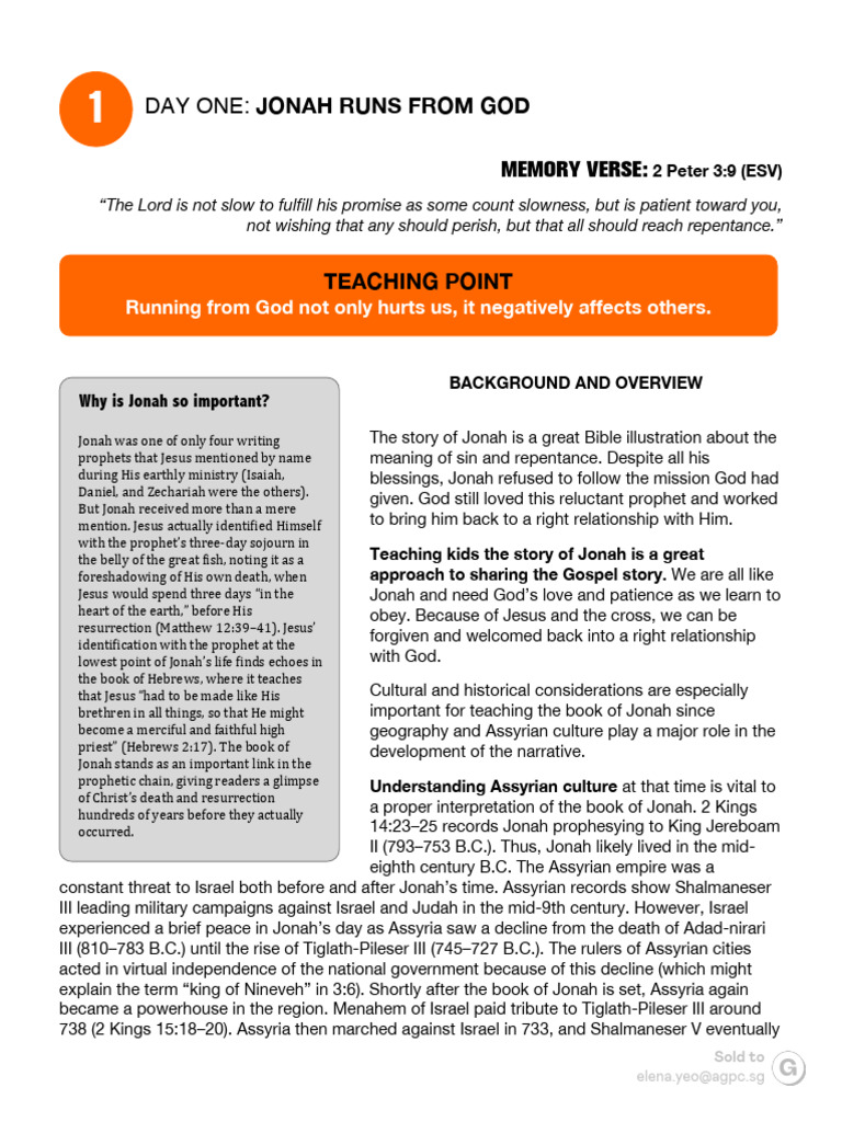 Day 1 Jonah | PDF | Jonah | Jesus