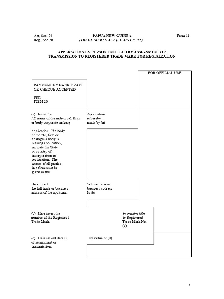 Trademark Registration Application Form | PDF | Trademark | Private Law