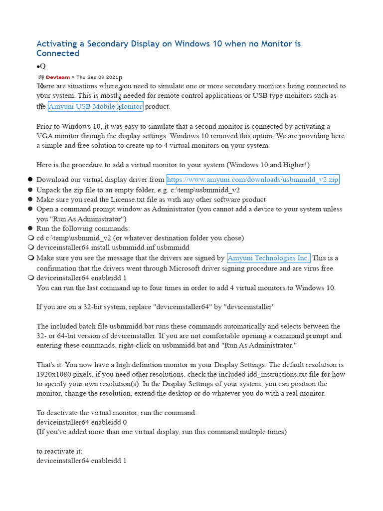 Install Virtual Monitor Amyuni | PDF | Windows 10 | Microsoft Windows