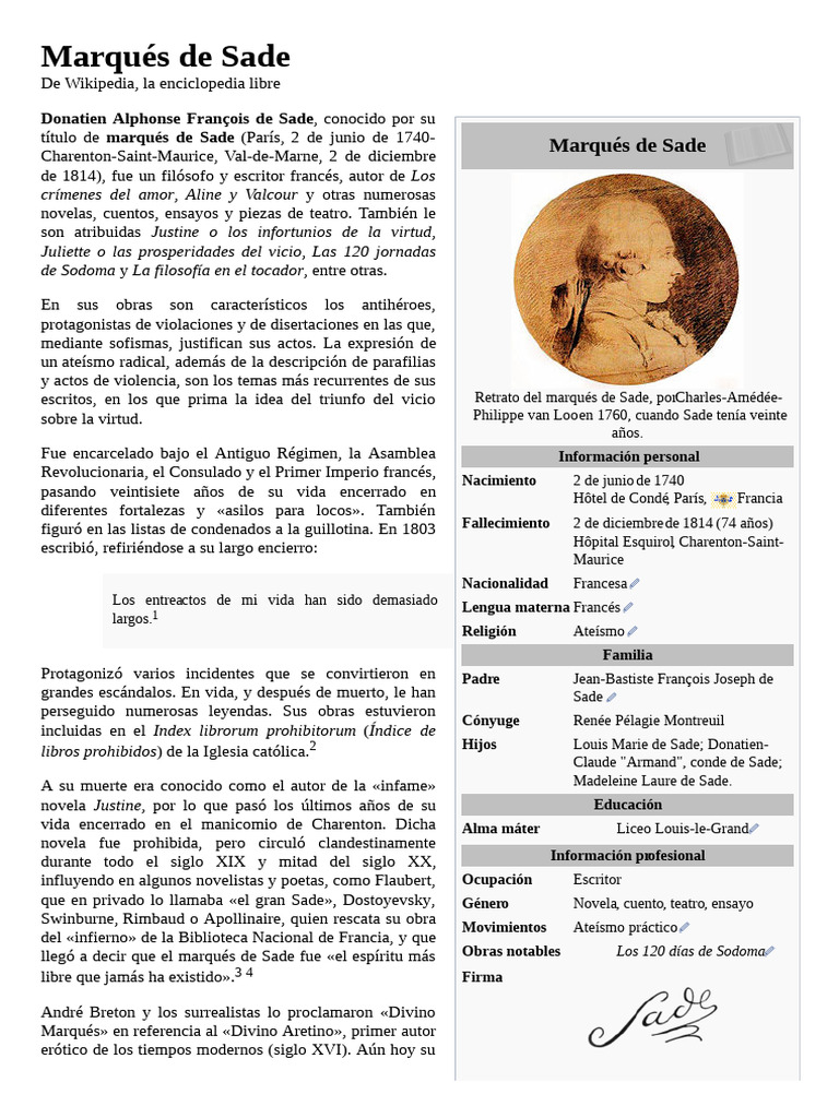 Marqués de Sade | PDF | Marqués De Sade