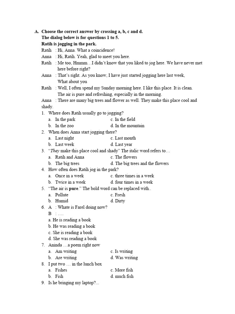 Jogging Dialog and Grammar Exercises | PDF | Language Arts & Discipline ...