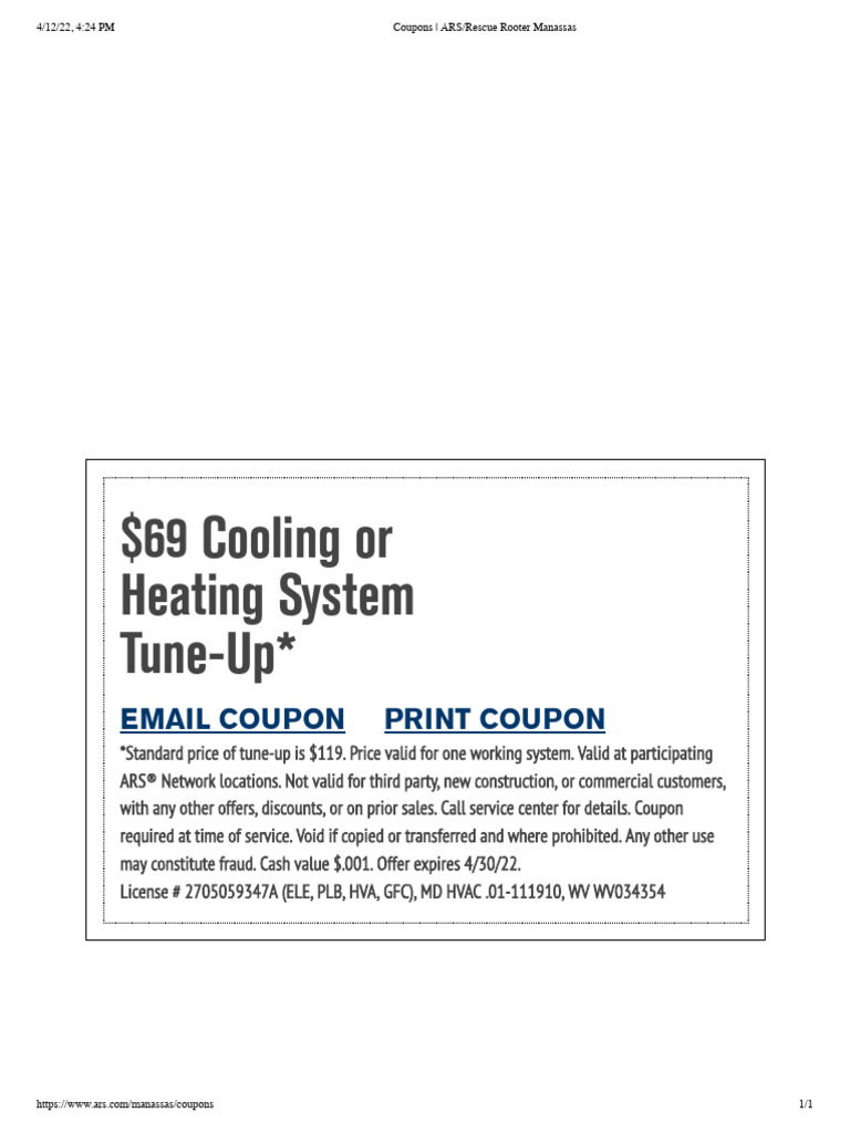 Coupons - ARS - Rescue Rooter Manassas | PDF