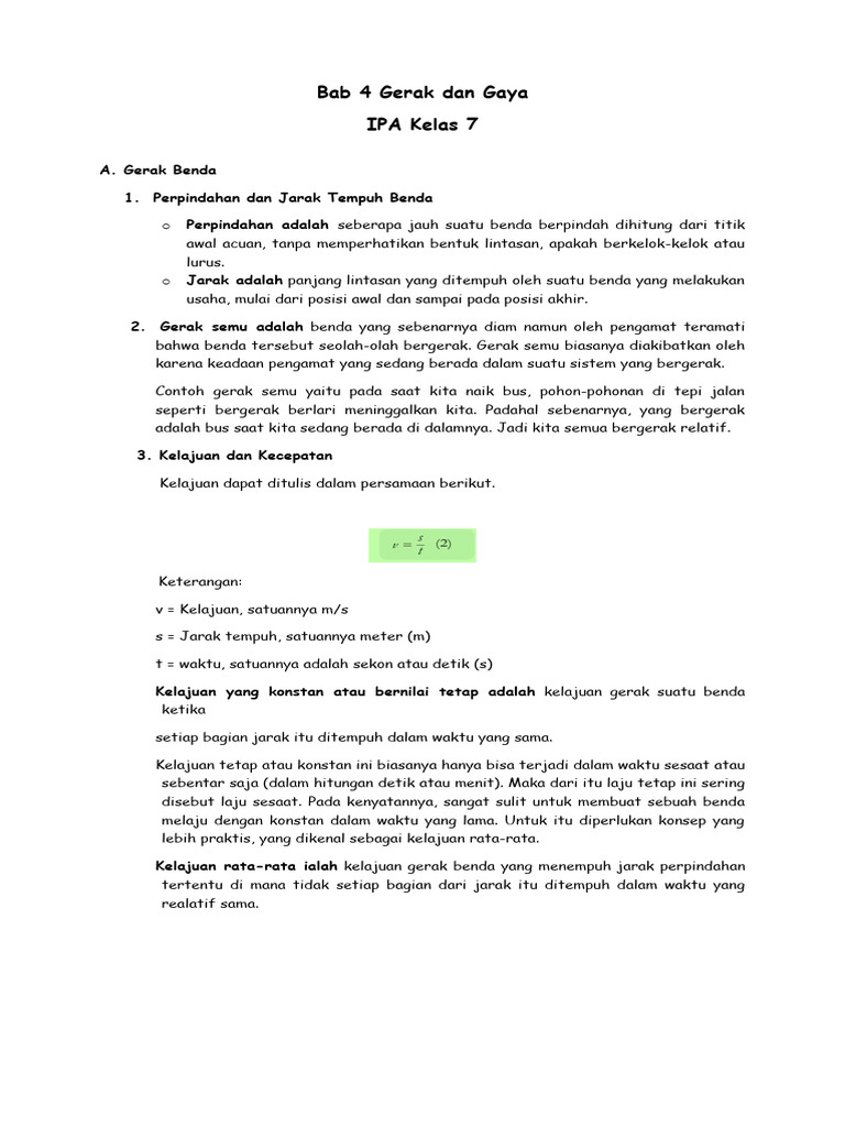 Bab 4 Gerak Dan Gaya | PDF