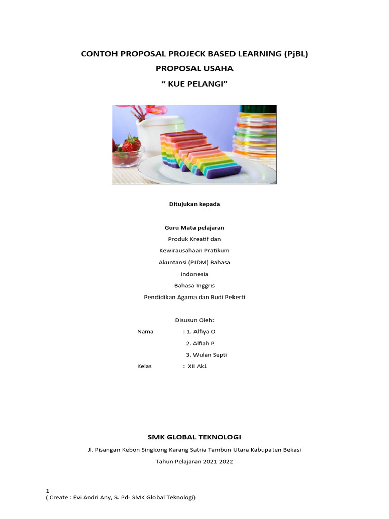 Proposal Usaha Kue Pelangi | PDF