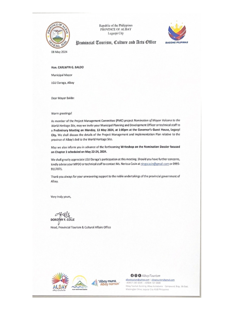 Writeshop On The Nomination Dossier - Daraga | PDF