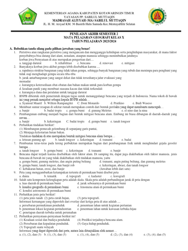 Pas Geo X ) | PDF | Ilmu Sosial | Dewasa Muda