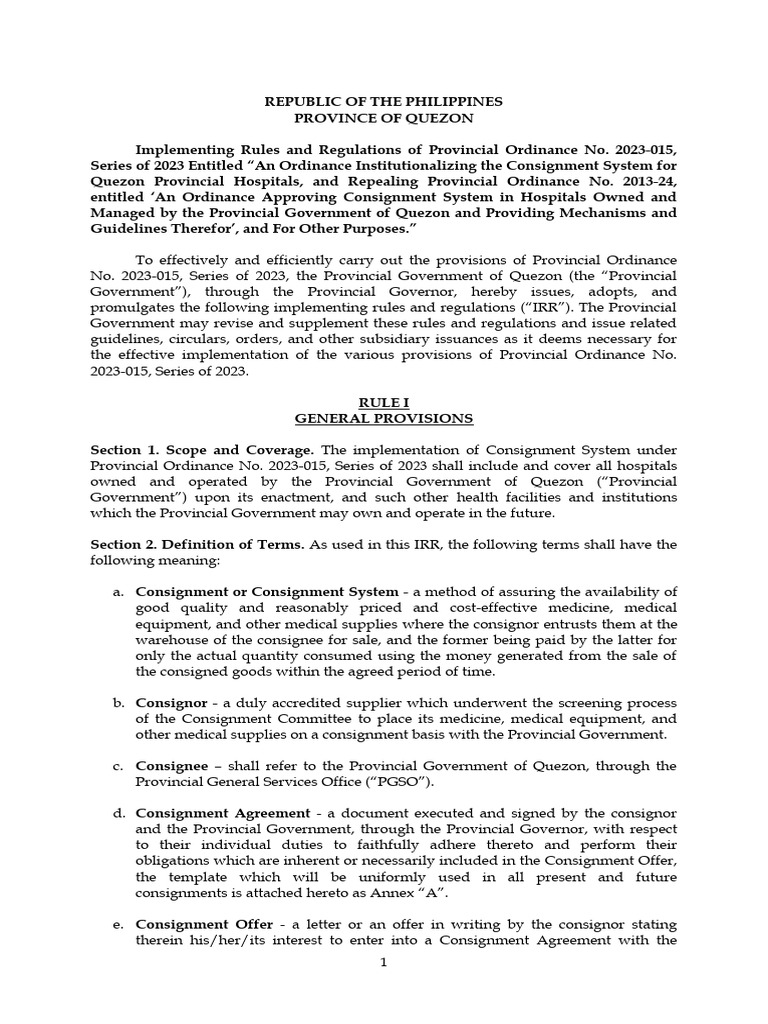 CONSIGNMENT-IRR-FINAL-DRAFT VER 2C | Download Free PDF | Pharmacy ...