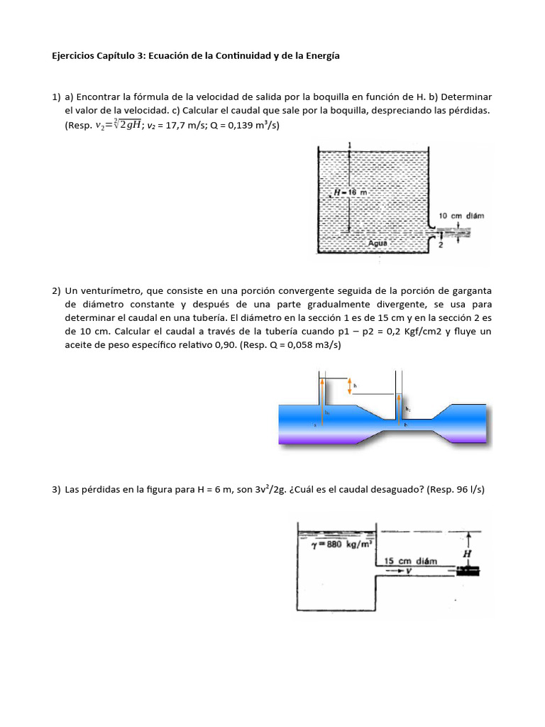 Ejercicios Capítulo 3 Ec - Continuidad - Ec - Energia | PDF | Métodos y materiales de enseñanza ...