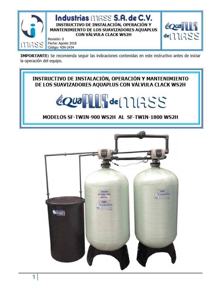 Instructivo - Suavizador Clack Sf-Twin-900 Al 1800 Ws2h Agosto 2018 ...
