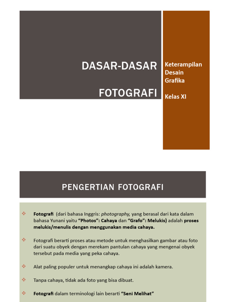 Materi Dasar-Dasar Fotografi | PDF