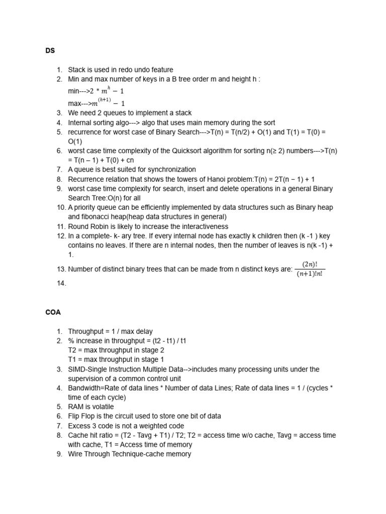 Important Points For Comprehensive | PDF | Scheduling (Computing ...