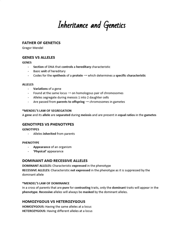 Genetics and Inheritance | PDF | Dominance (Genetics) | Allele