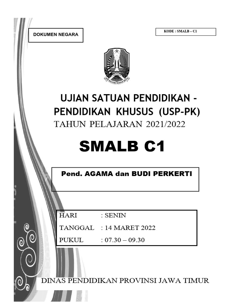 Naskah Soal Agama Smalb - C, Autis - Final | PDF