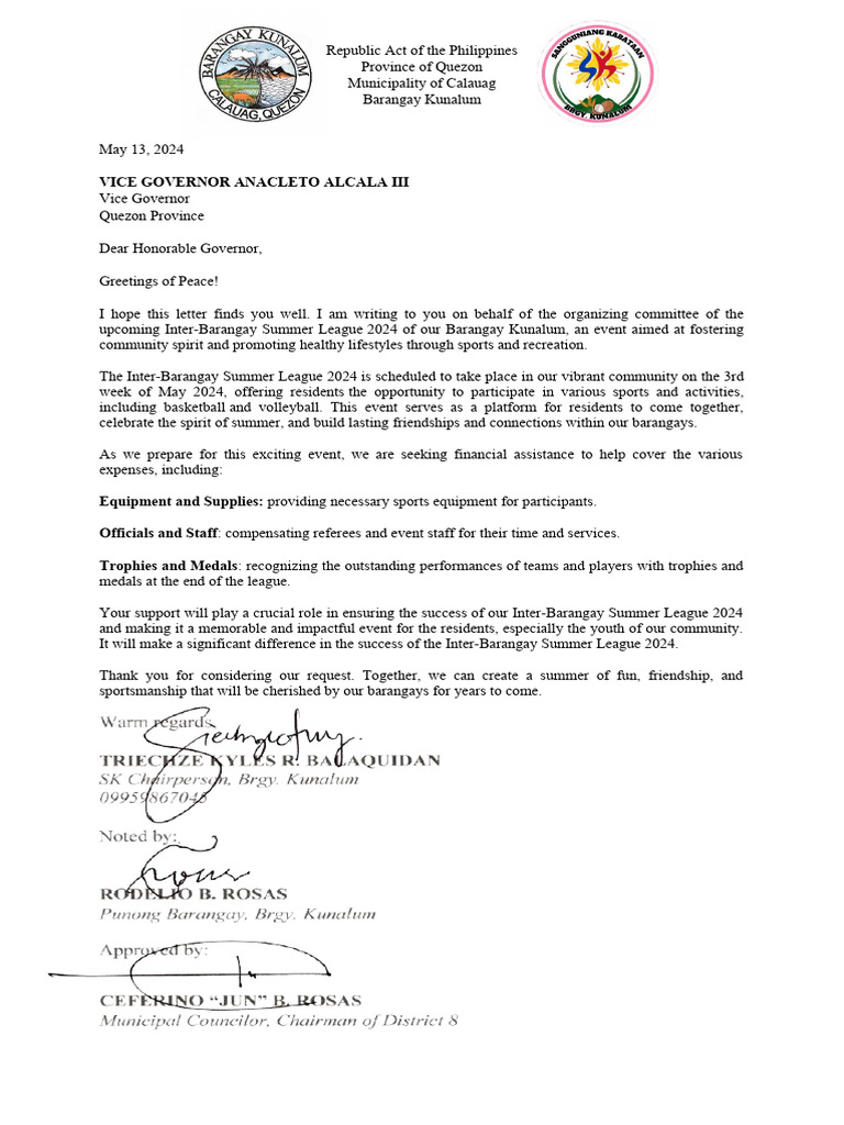 SOLICITATION LETTER FOR PROVINCIAL | PDF