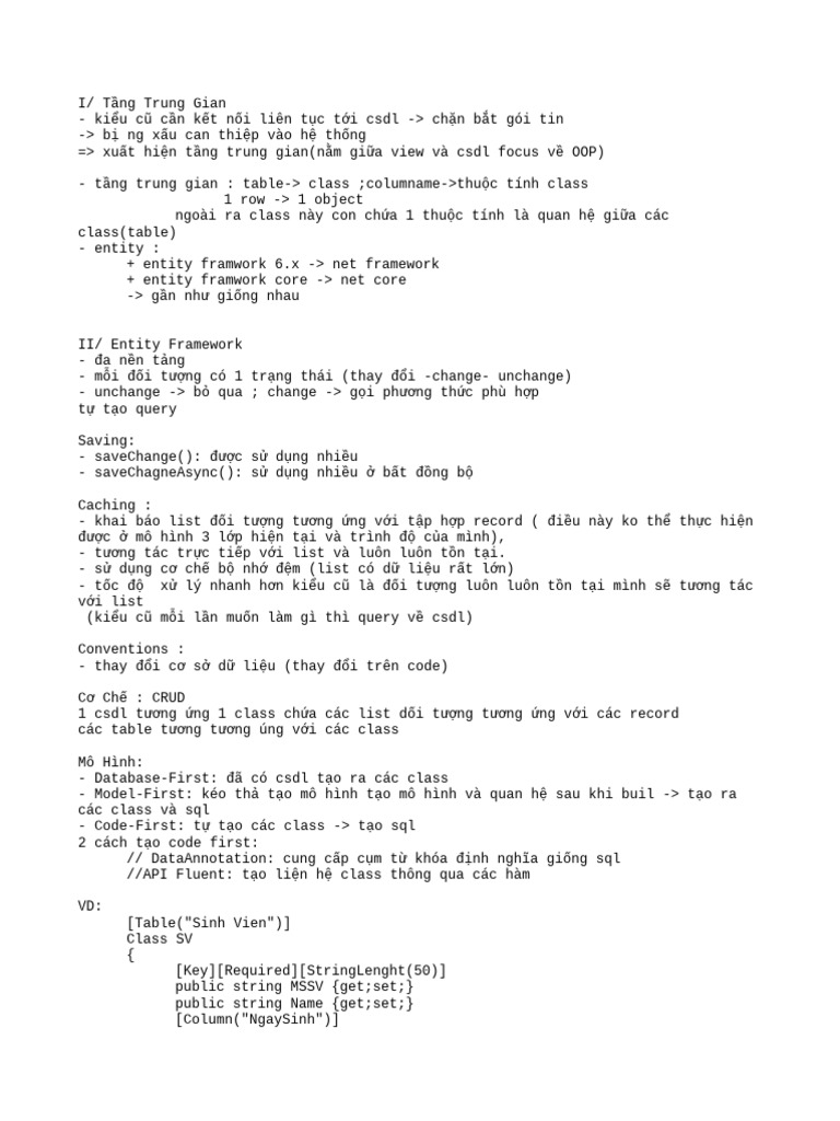 Tầng Trung Gian & Entity framework | PDF