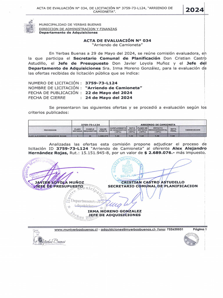 Acta_de_Evaluacion_N°_034 | PDF