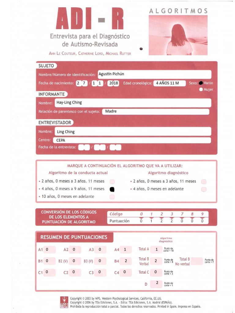 Adi-r Logaritmos | PDF | Espectro autista | Cognición