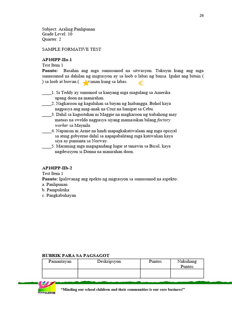 2nd Quarter AP-10 Test Item | PDF