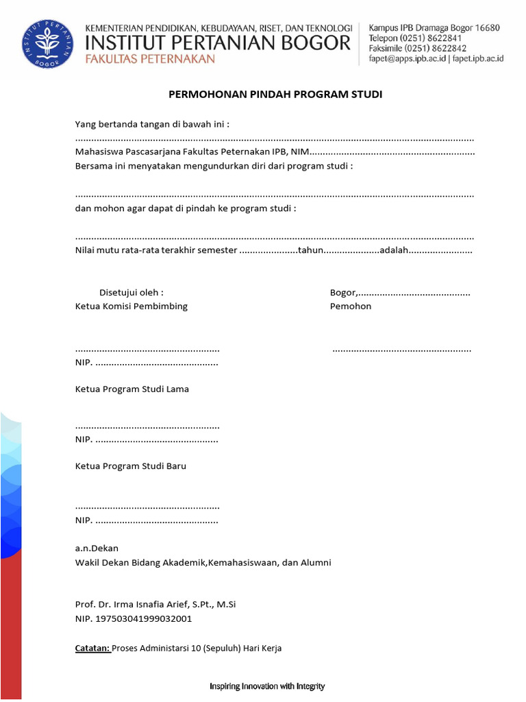 1.3.form Pindah Program Studi Kop Fapet | PDF | Bisnis