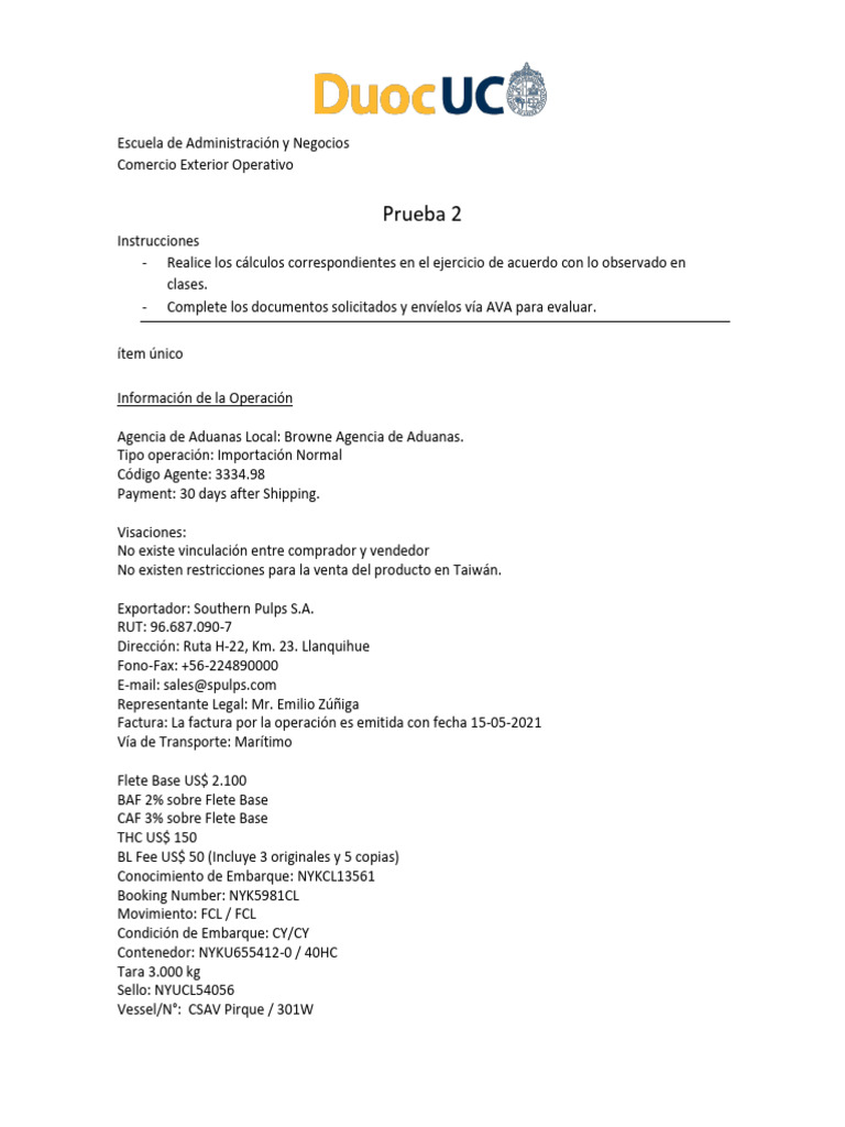 Prueba Comex Op 2 2021 | PDF | Business