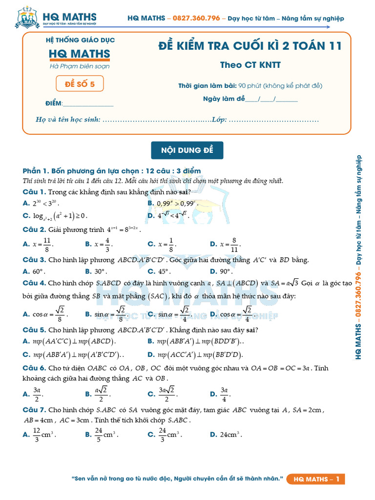 ĐỀ 5 KIỂM TRA CK2 L11 | PDF