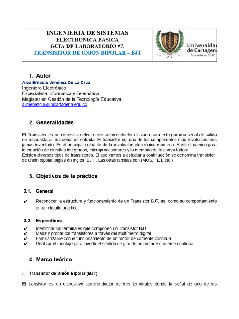 Guia 7. Practica Transistores | PDF | Transistor | Transistor de unión bipolar