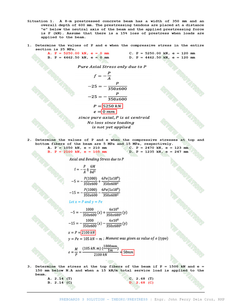 Preboard-3-SOLUTION FINAL | PDF | Beam (Structure) | Prestressed Concrete